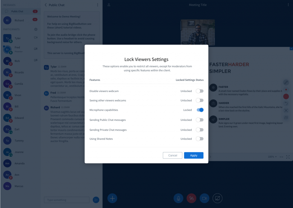 The Versatility of Lock Settings - BigBlueButton - Open Source Web Conferencing